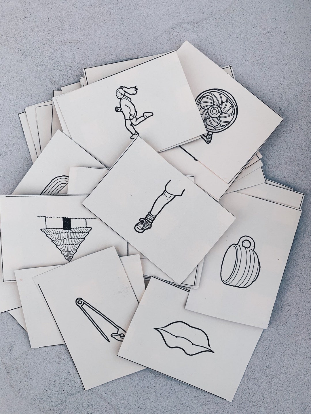 Vintage Handmade Flashcards Picture, Card Game, Picture Flashcards ...