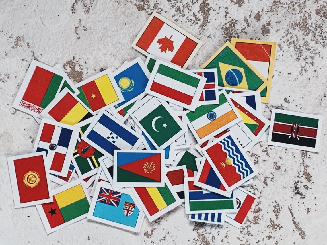Vintage Rectangle Flag pieces 50 world flags around the | Etsy