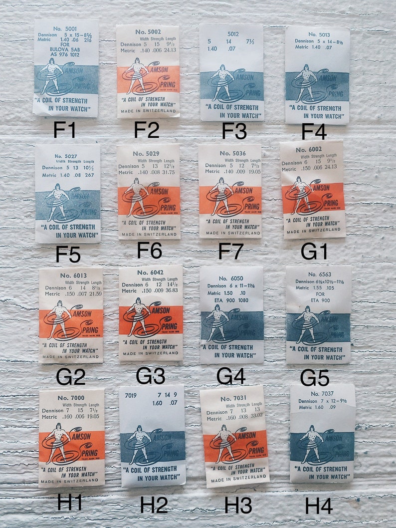 Vintage Watch Parts Samson Springs Mainspring Elgin, Waltham, Hampden ...