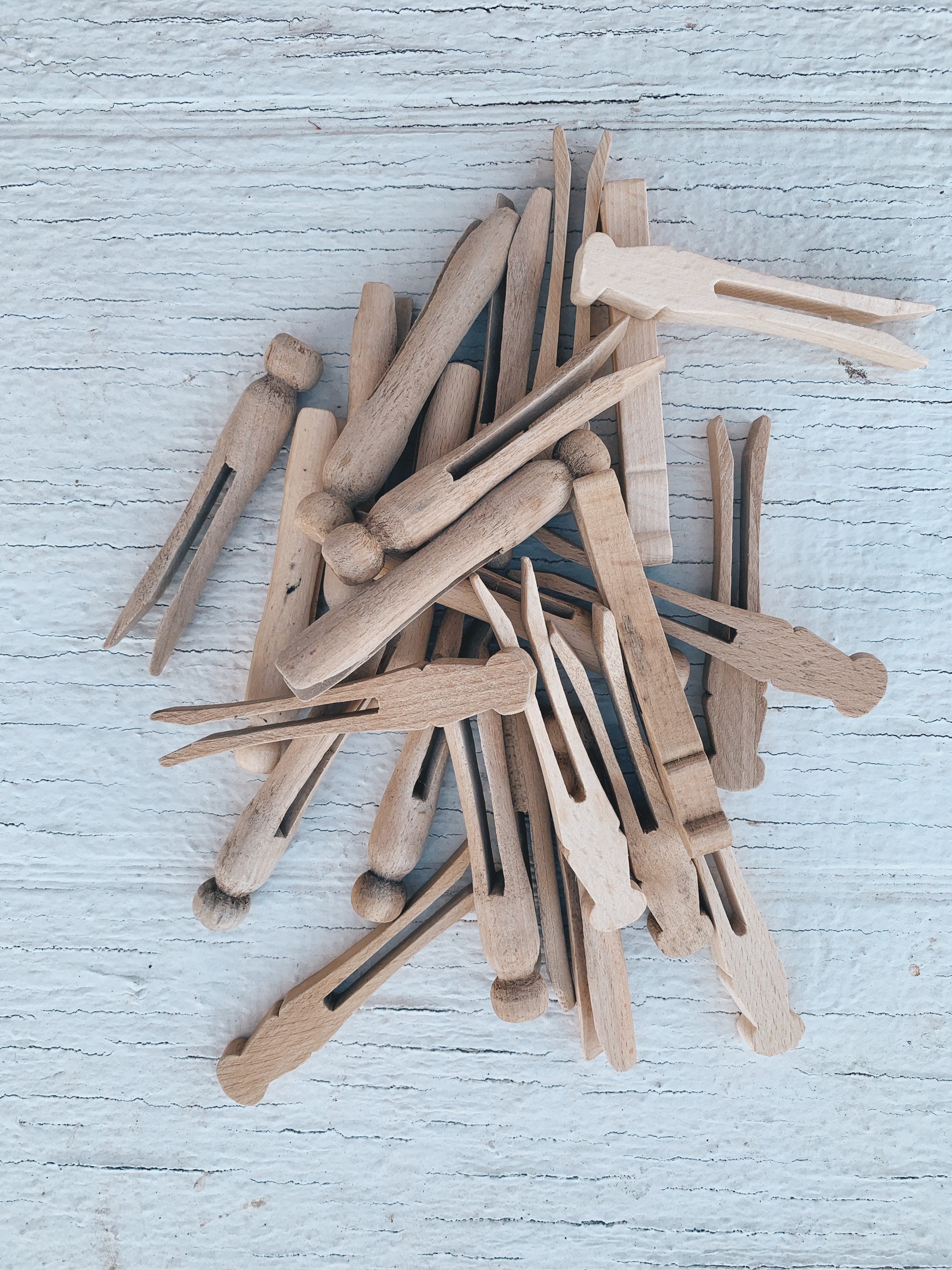 Vintage Clothespins 12 Natural Wood Old Style Decorative and | Etsy
