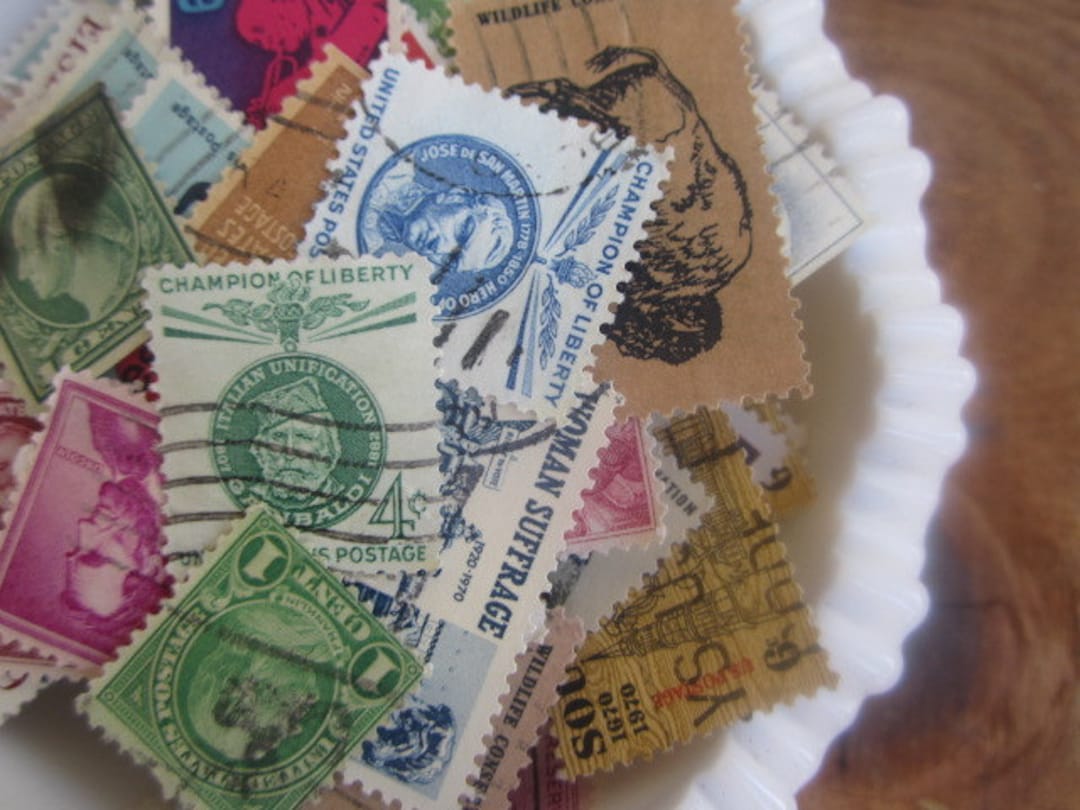Vintage Postage Stamps 50 Old Postage Stamps, Colorful Set Large and ...