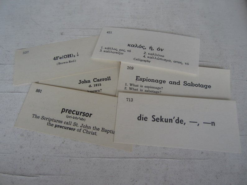 Vintage Flash Cards Study Cards and Game Pieces Educational - Etsy