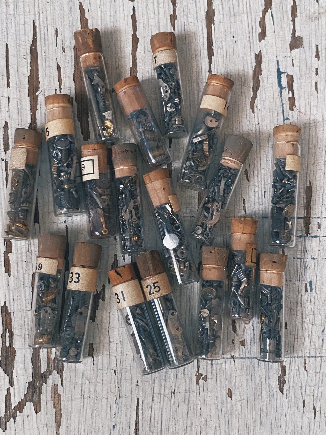 Vintage Watch Parts in Bottle, Sprocket, Cog, Gear, Steampunk Metal ...