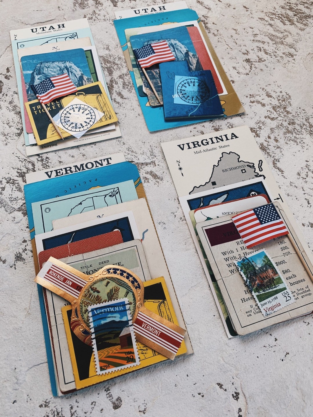 Vintage Flashcards Utah, Vermont, Virginia State Flashcard Travel ...