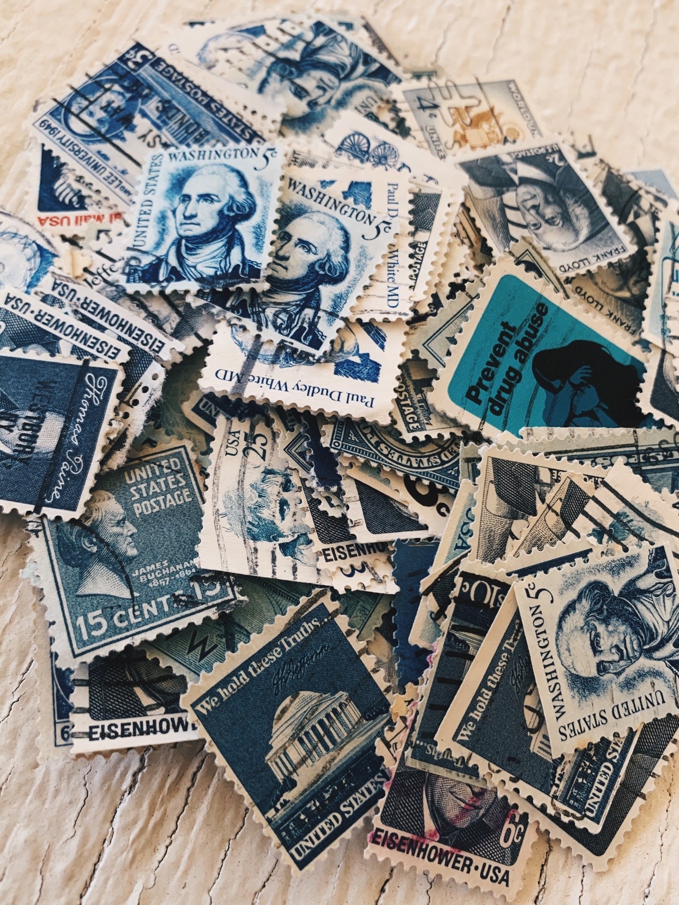 25 Blue Vintage Postage Stamps - Etsy