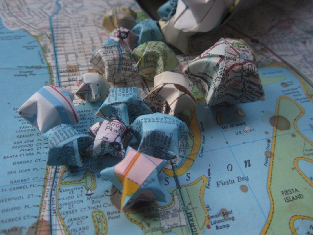 Old Map Oragami Stars 20 Normal Map Colors: Green Blue - Etsy