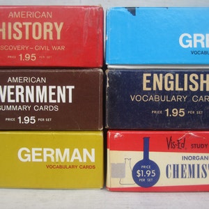 Vintage Flash Cards Study Cards and Game Pieces Educational Cards Vis ...