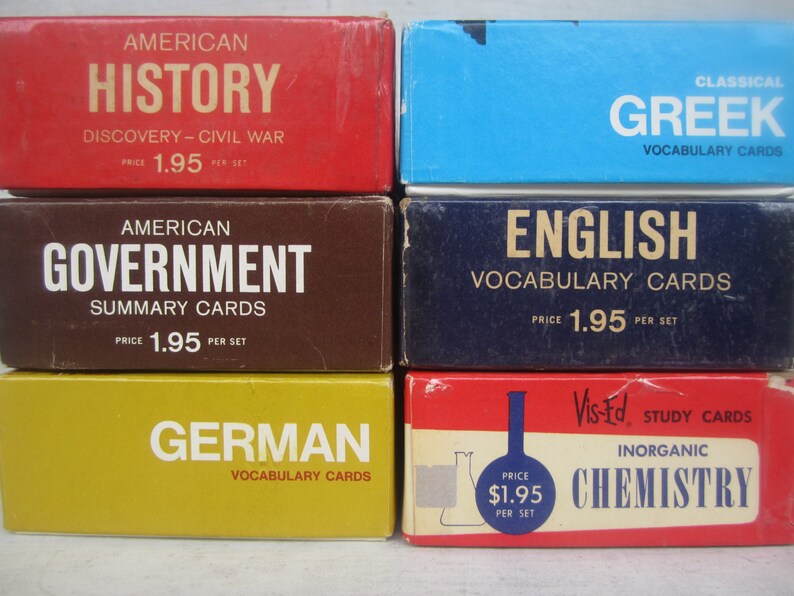 Vintage Flash Cards Study Cards and Game Pieces Educational Cards Vis ...