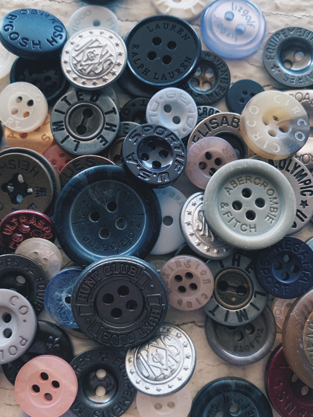 Vintage Label Buttons Lot Vintage Kleidung Firma Knöpfe Wort - Etsy ...
