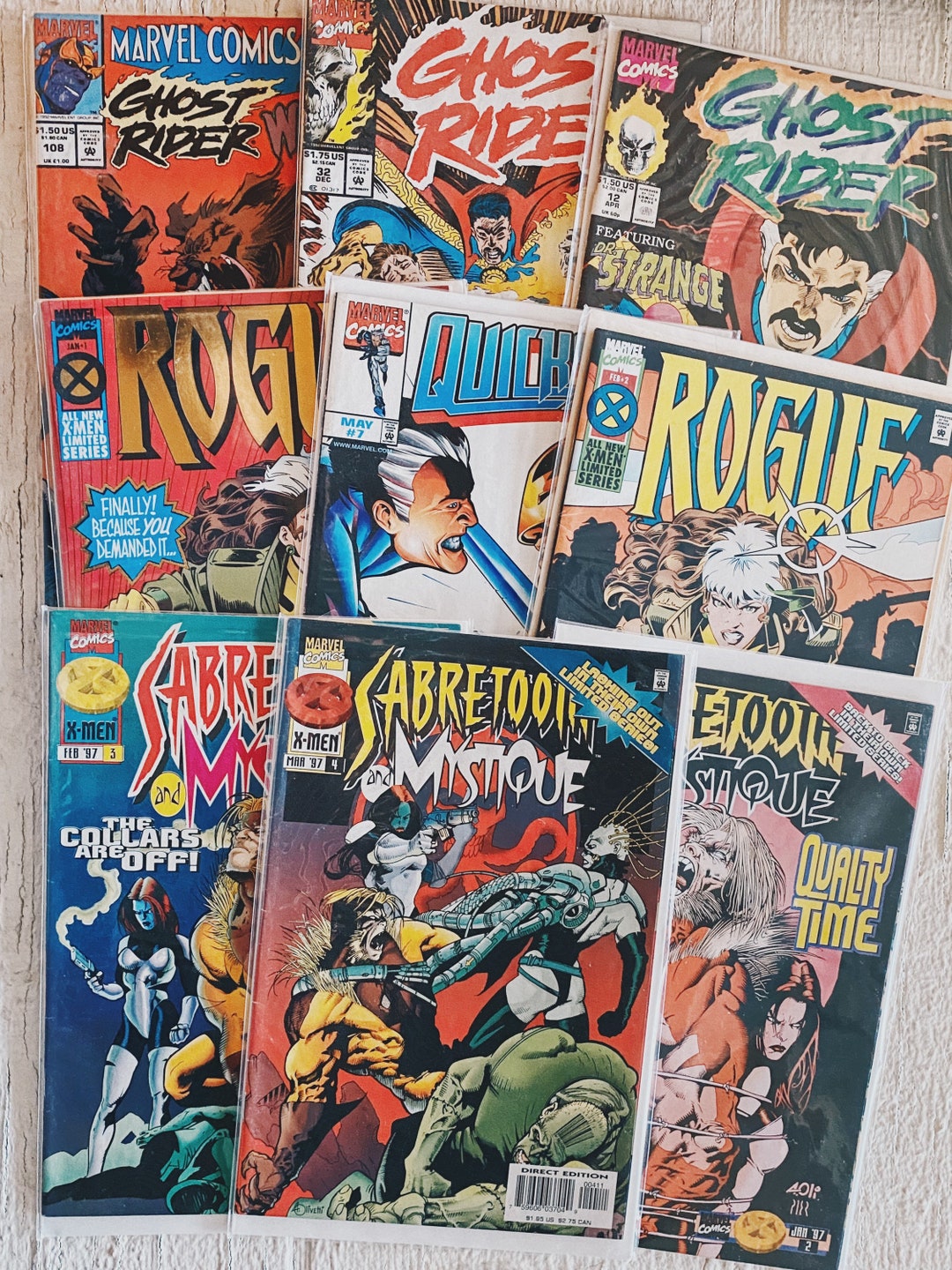 Vintage Rogue, Quicksilver, Sabretooth Mistique, Ghost Rider, Werewolf ...