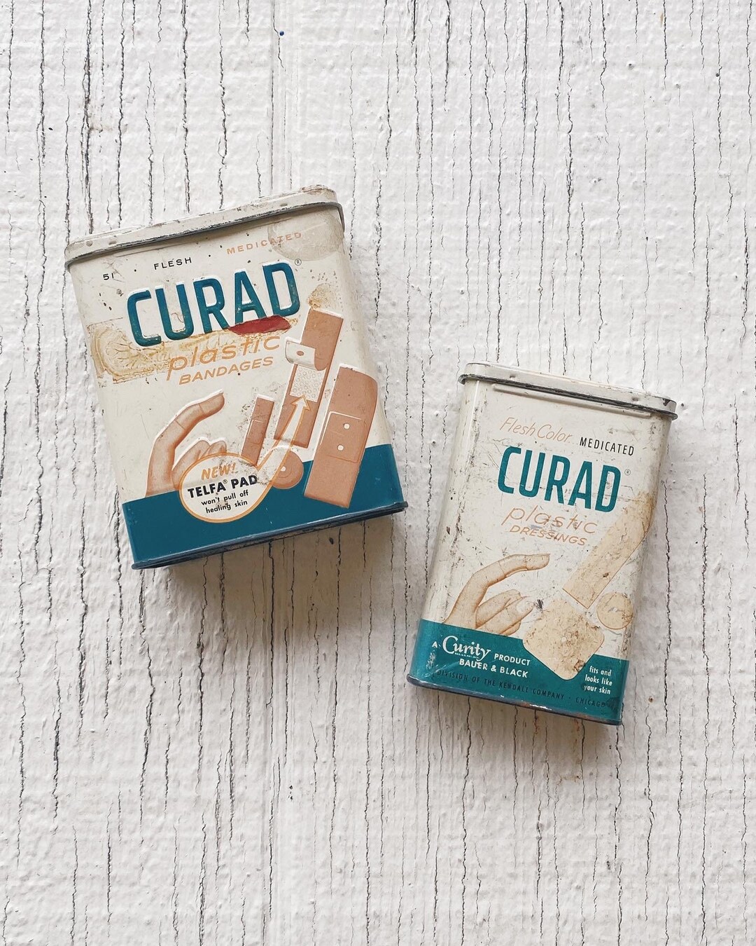 Vintage Curad Band Aid Tins, Band Aid Container Vintage Tin, Plastic ...
