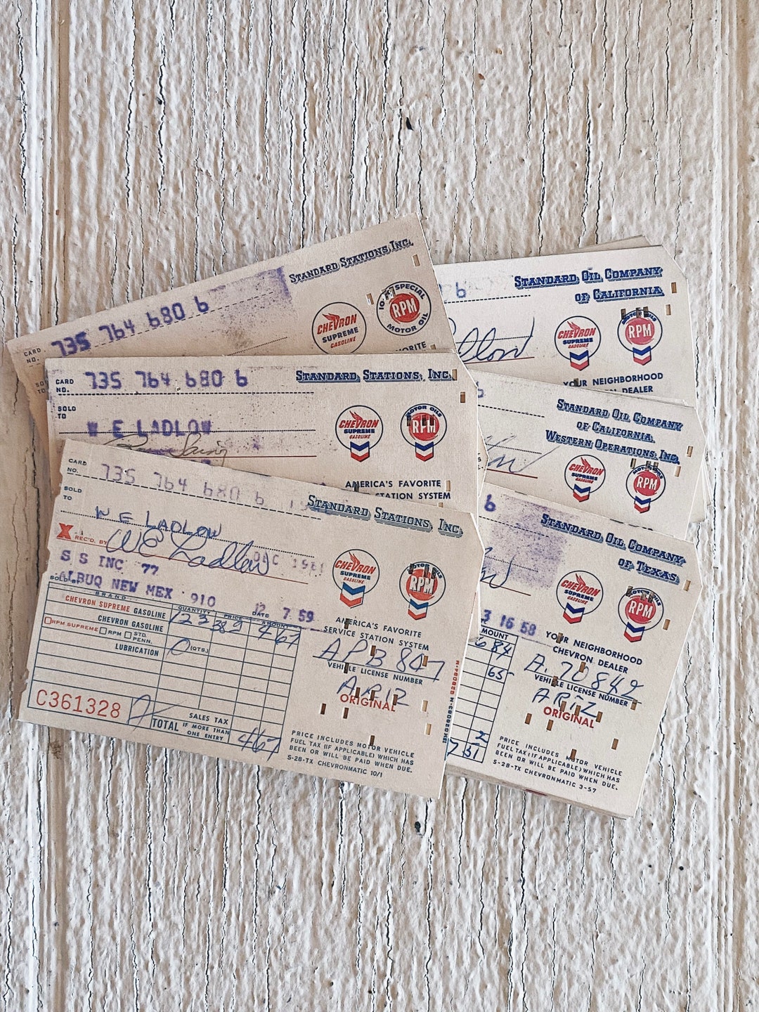 Vintage Chevron RPM Gas Receipts(3) Vintage Paper Ephemera, Ledger ...