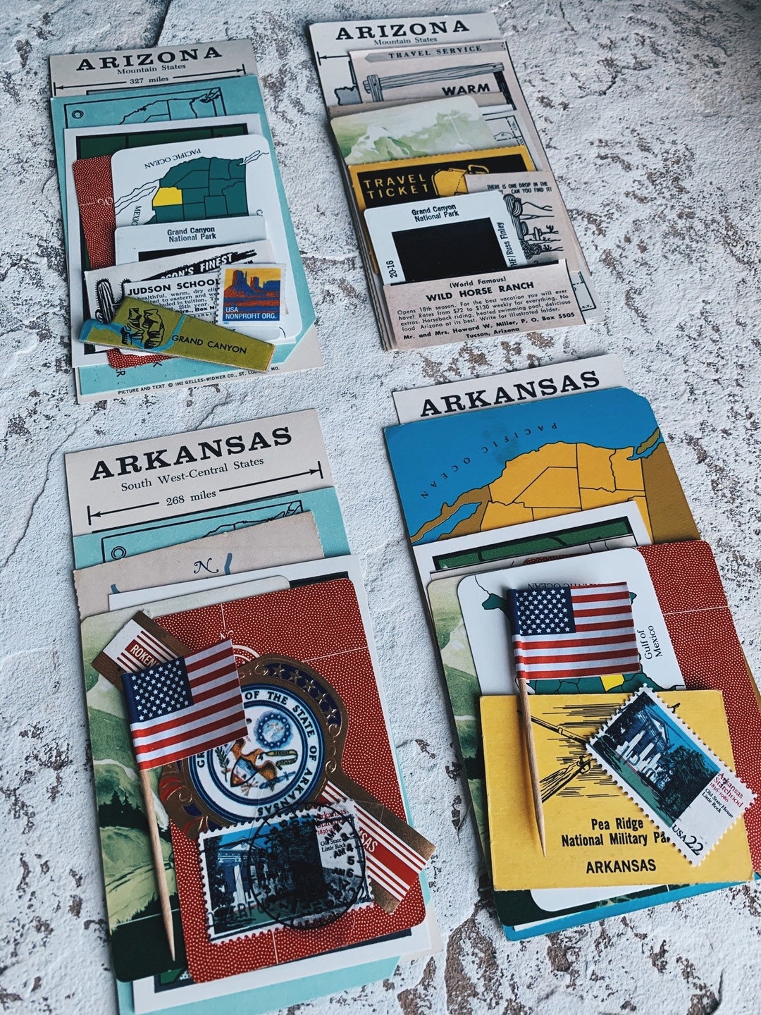 Vintage Flashcards Arizona and Arkansas State Flashcards Travel ...
