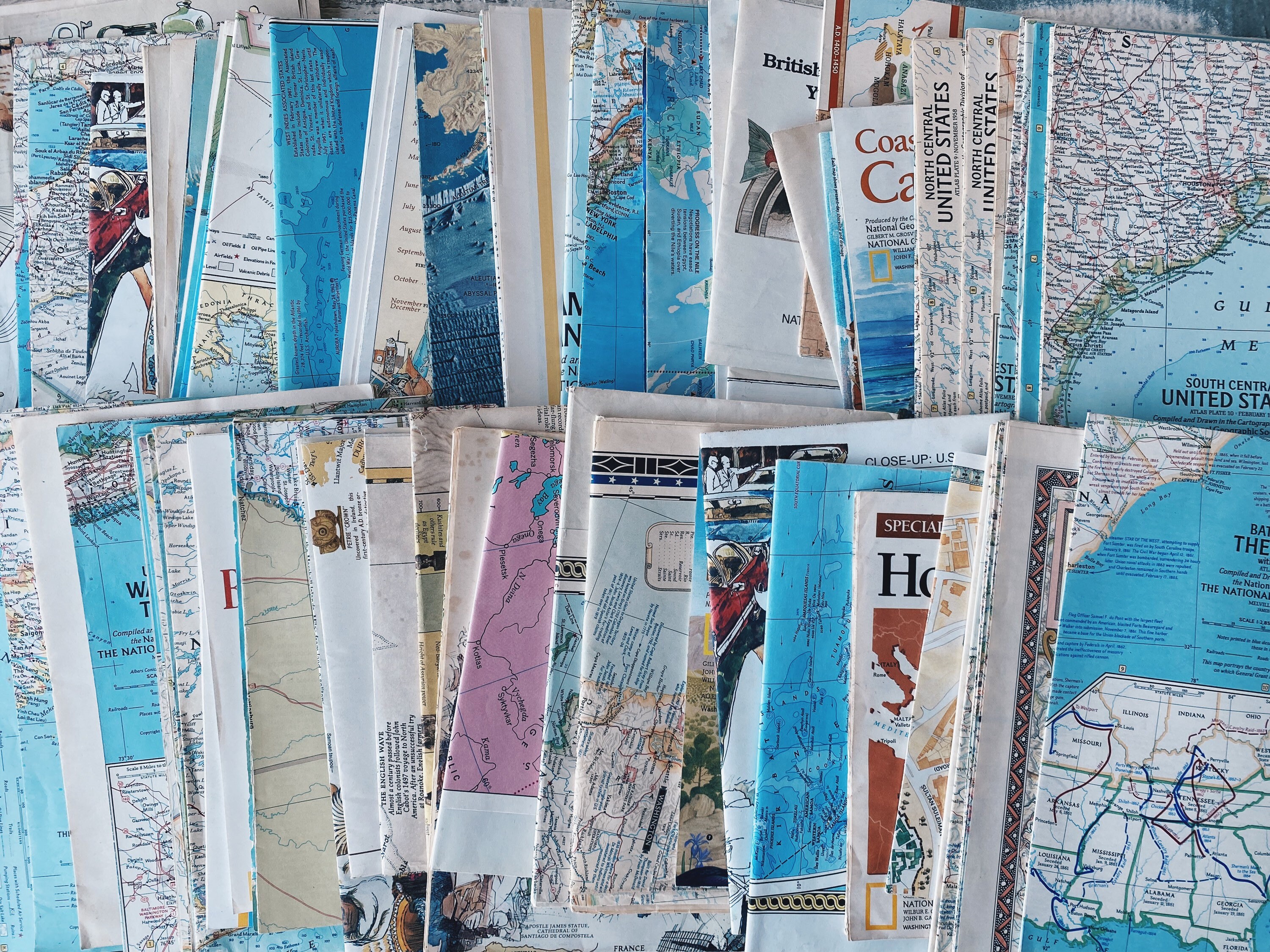 Vintage National Geographic Maps- Vintage Maps, United States, Europe ...