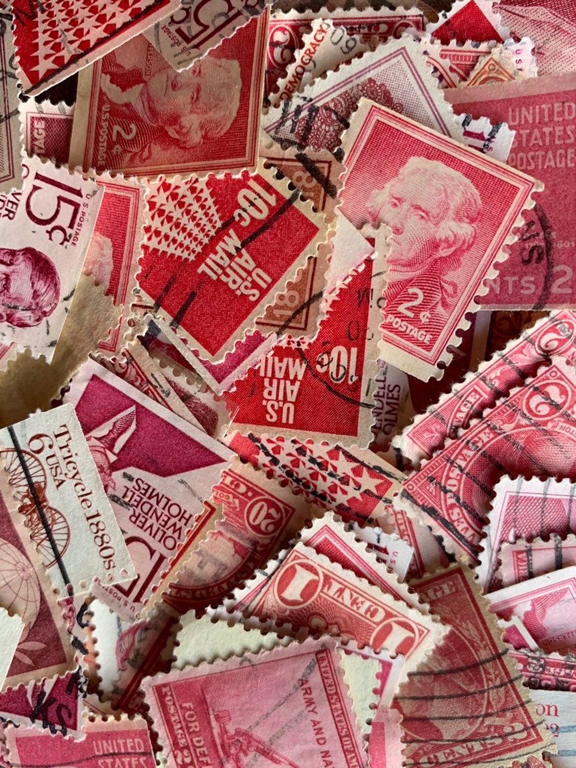 25 Red Vintage Postage Stamps - Etsy