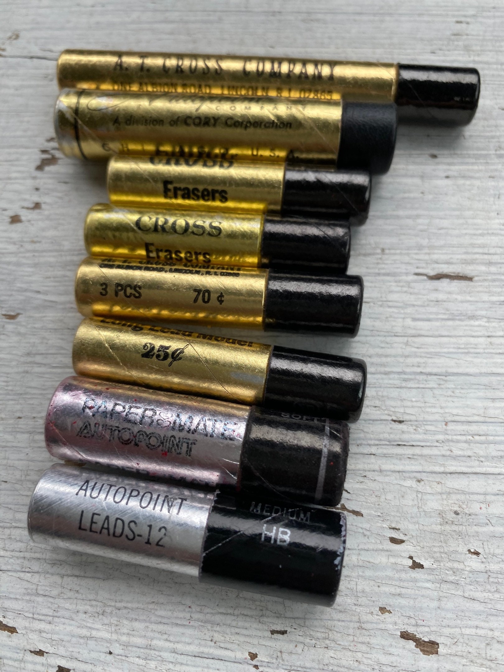 Vintage Lead and Erasers-paper Mate, Cross Pencil Lead, Lead, Gold Tube ...