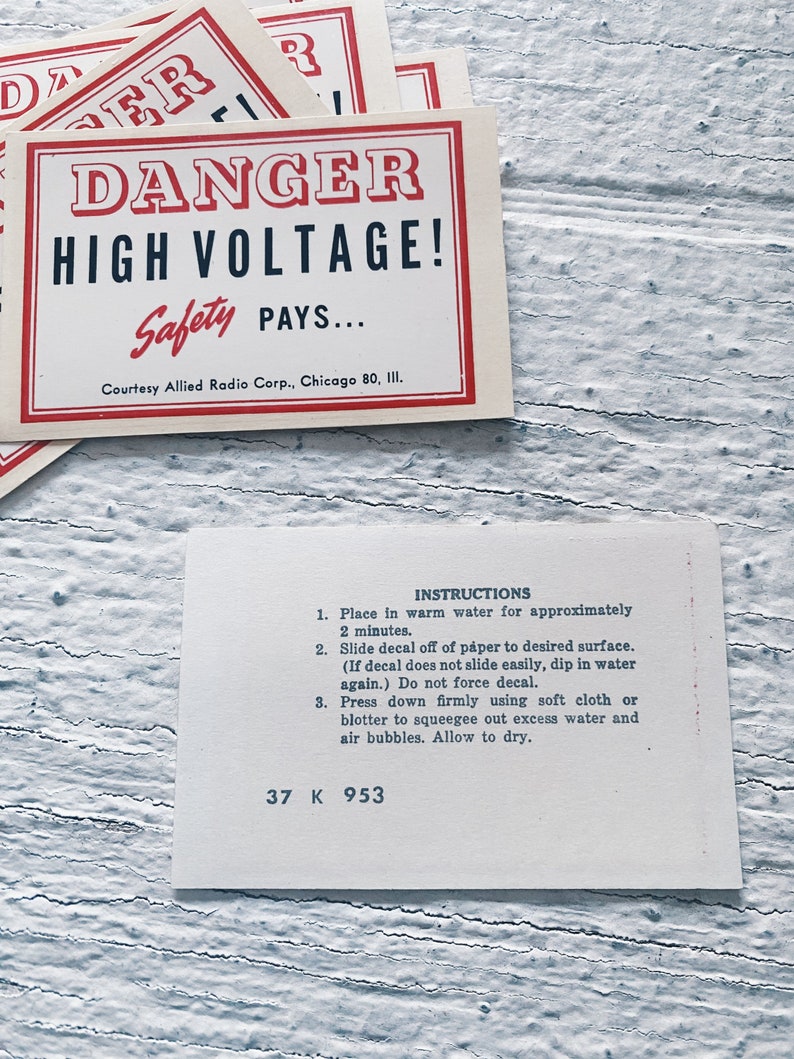 Vintage Danger High Voltage Safety Pays Sticker Pack- Vintage Paper ...