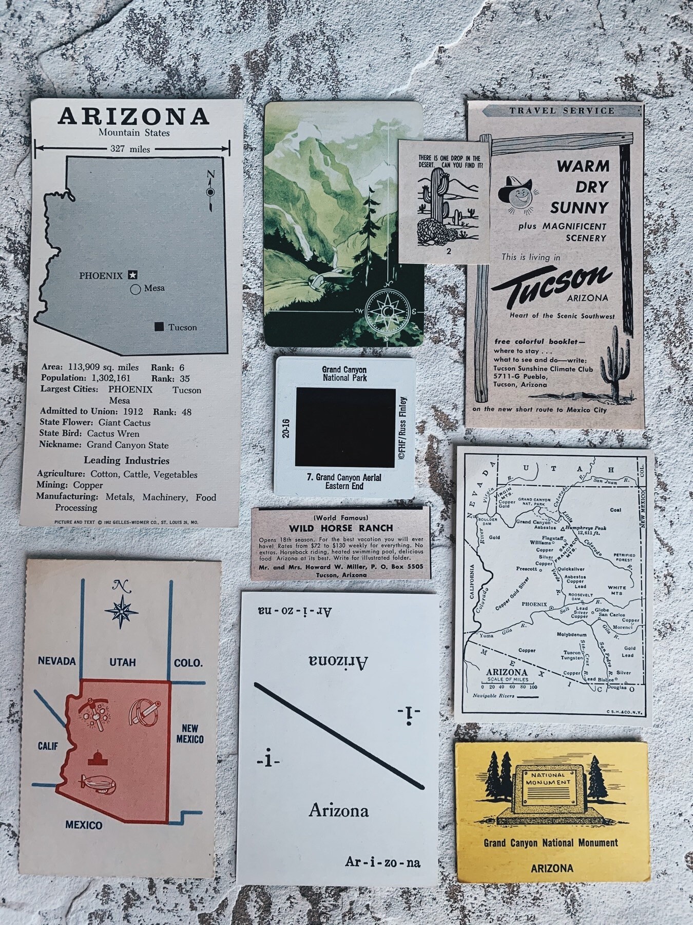 Vintage Flashcards Arizona and Arkansas State Flashcards Travel ...