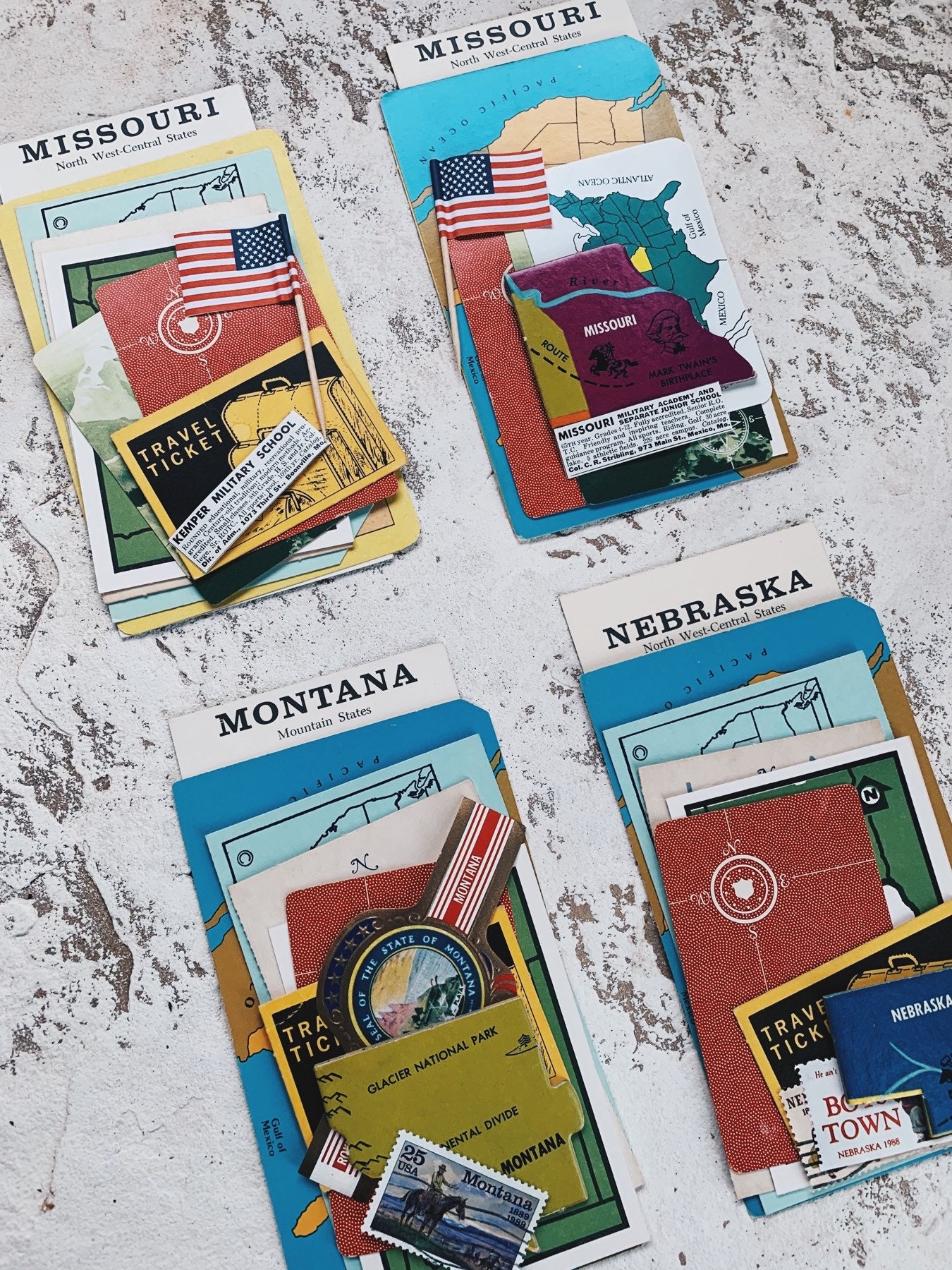 Vintage Flashcards Missouri, Montana, Nebraska State Flashcards Travel ...
