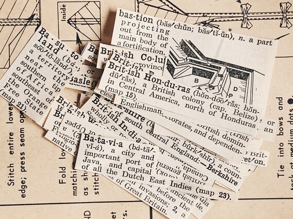 Paper Word Lot WORDS Vintage Paper Vintage Book Pages - Etsy