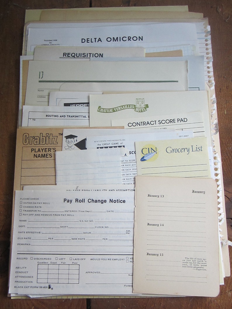 Ledger Collage Pack Vintage Paper Ephemera Lot Receipt, Invoice, Check ...