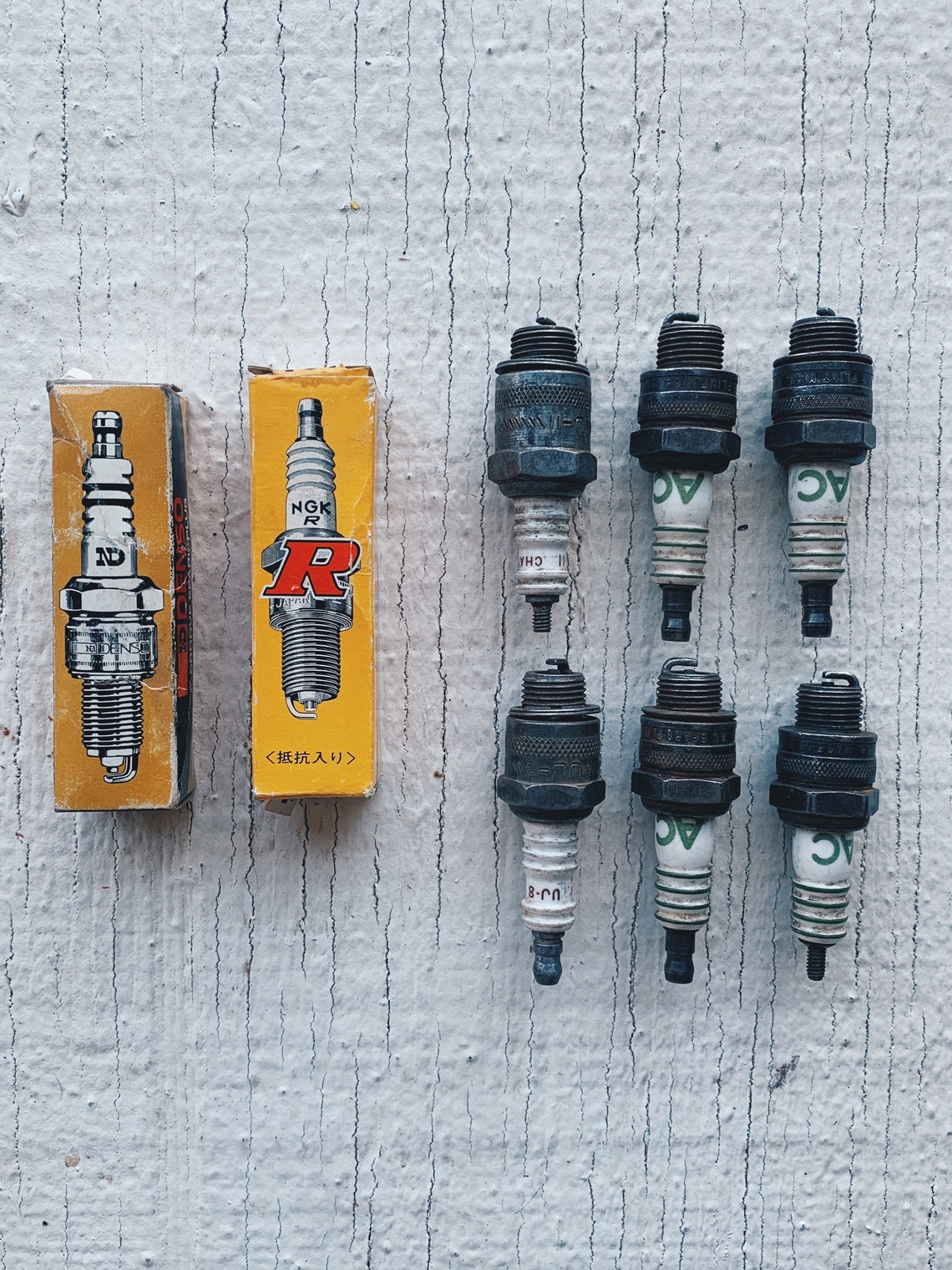 Spark Plugs and Original Box 6 Metal, Steampunk Supplies, Electrical ...