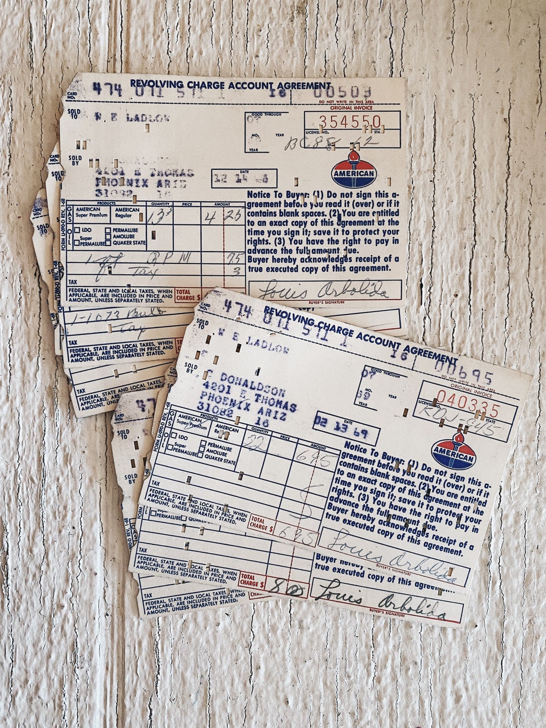 Vintage American Gas Receipts (3) Vintage Paper Ephemera Lot Ledger ...