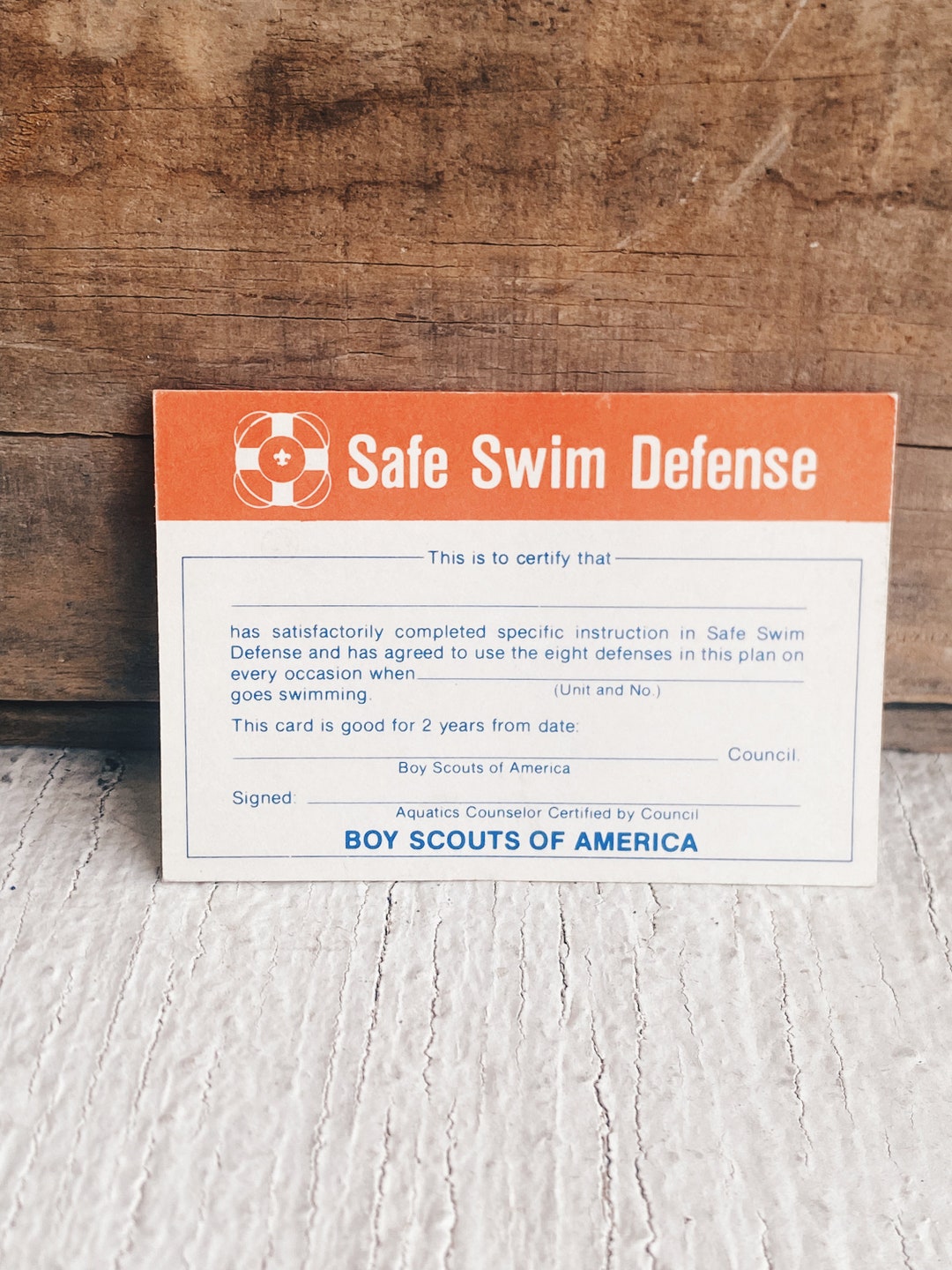 Vintage Boy Scout Award Cards Merit Badge, Cub Scout Safe Swim Defense ...