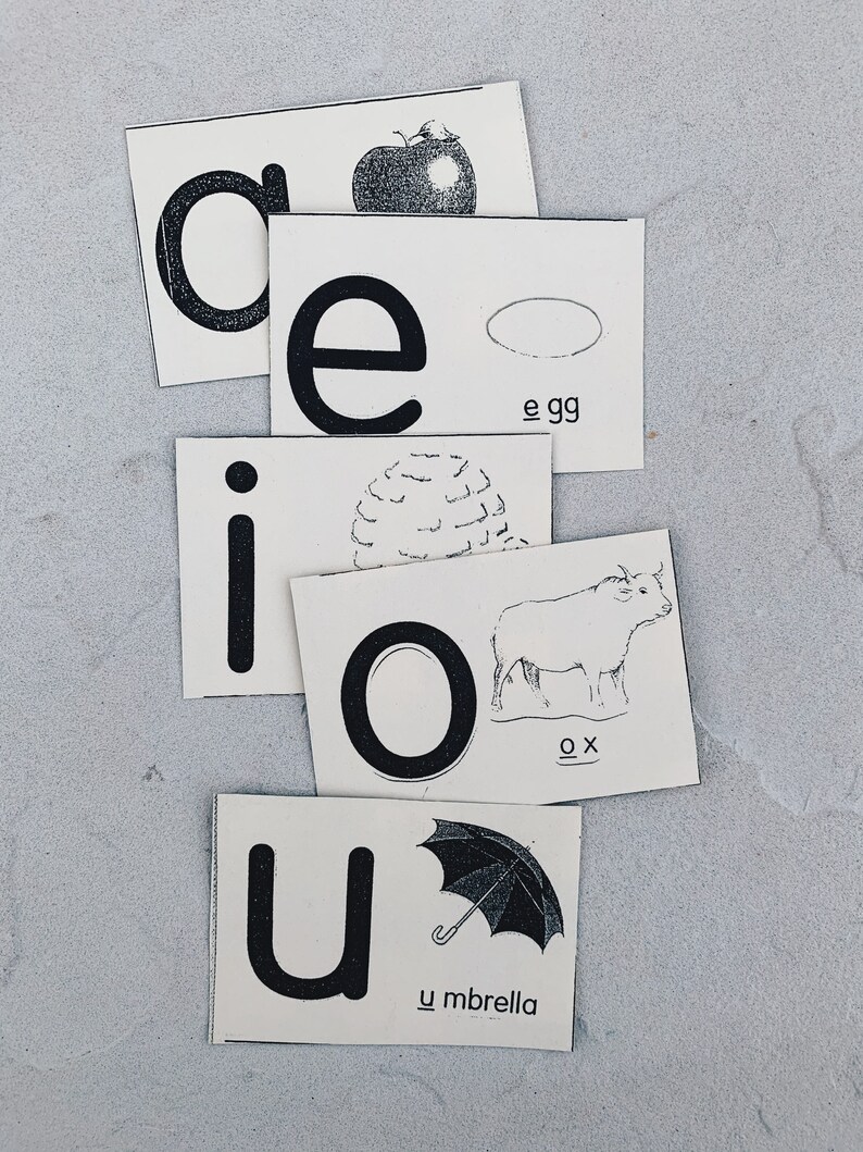 Vintage Handmade Flashcards Vowels Card Game Picture - Etsy