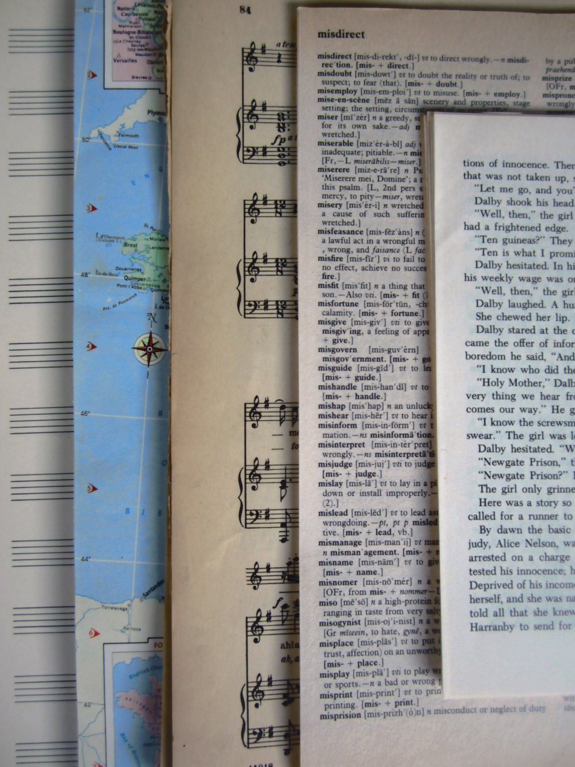 Combo Pack 100 5 Types Music Paper Maps Book Pages - Etsy