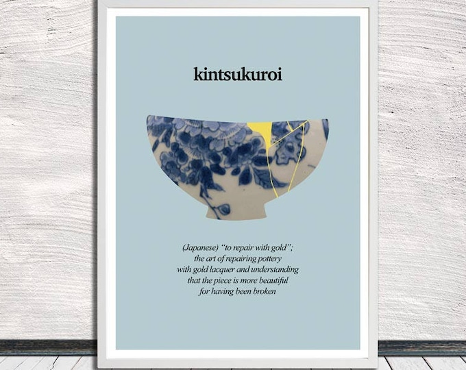 Kintsugi, Kintsukuroi, Kintsugi Pottery Poster, Illustration, Healing ...
