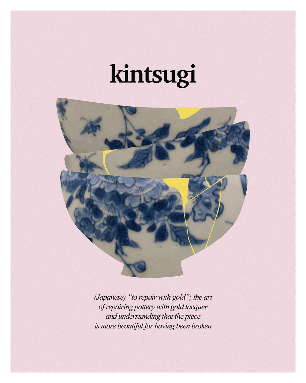 Kintsugi Ceramics on Light Pink, Kintsukuroi, Japanese Aesthetics ...