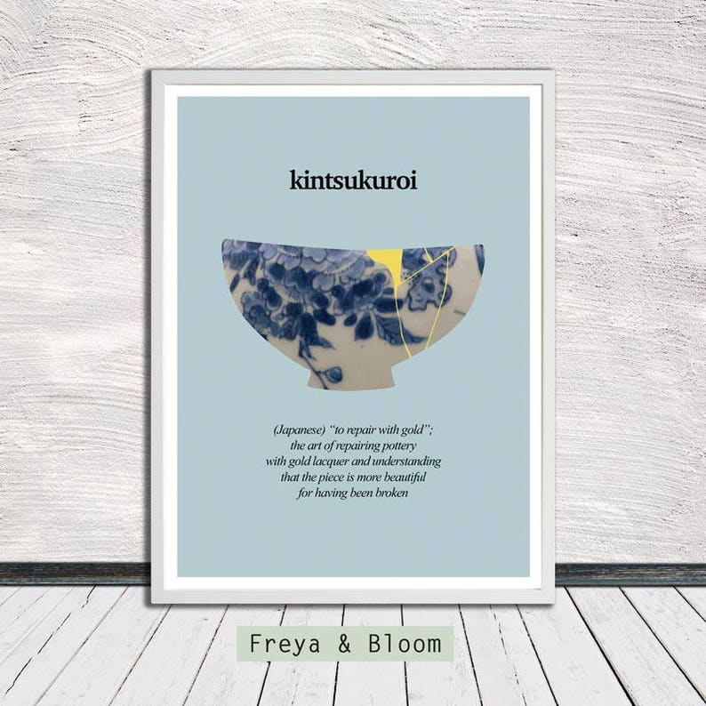 Kintsugi, Kintsukuroi, Kintsugi Pottery Poster, Illustration, Healing ...