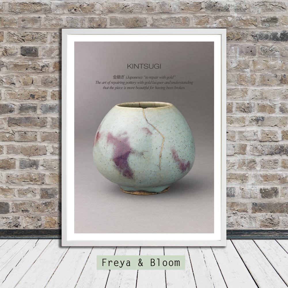 Kintsugi Print, Kintsukuroi, Gold Repair, Old Kintsugi Pottery Print ...