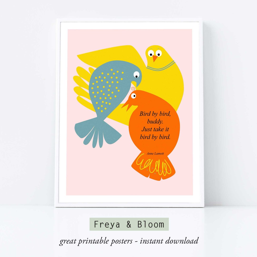 Anne Lamott's "bird by Bird" Quote Printable Poster (light Pink), Bird ...