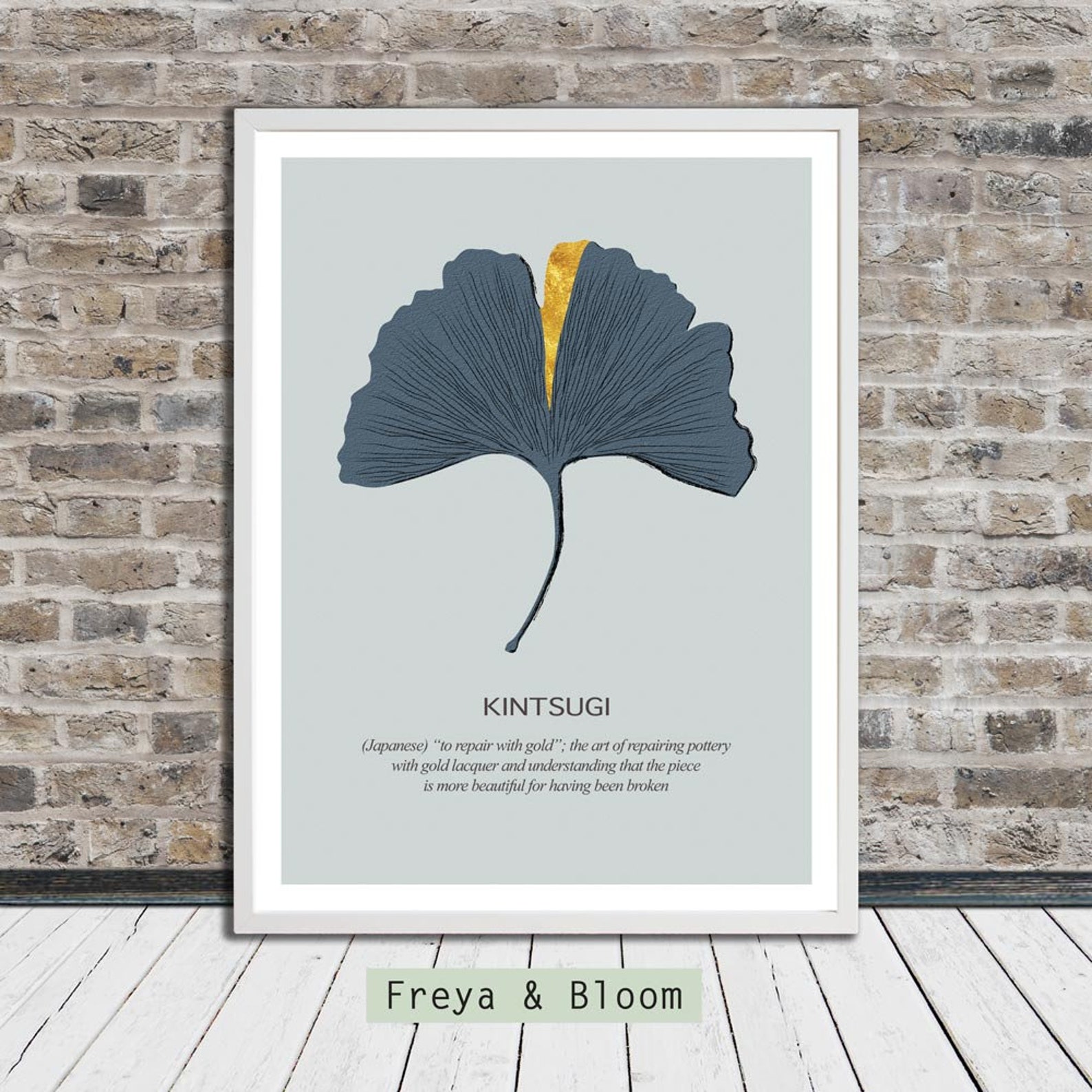 Ginkgo leaf Kintsugi poster Kintsugi print Kinstugi art | Etsy