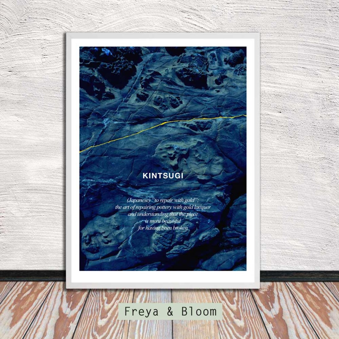 Kintsugi, Kintsukuroi, Blue Rock Poster (incl Explanation), Japanese ...