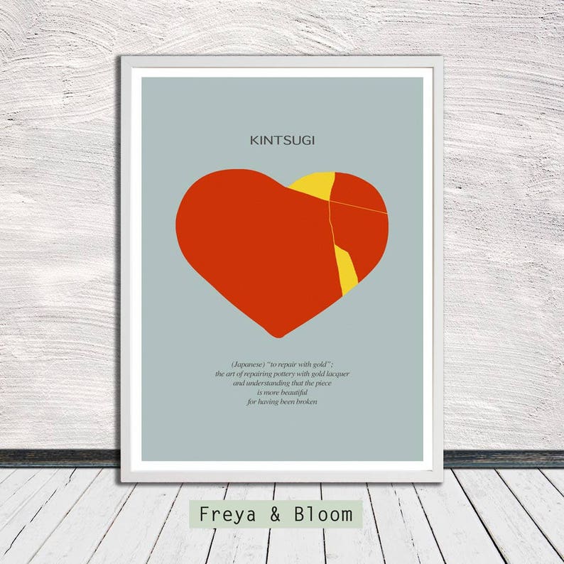 Kintsugi Heart Printable Poster, Kintsukuroi, Japanese Aesthetics ...