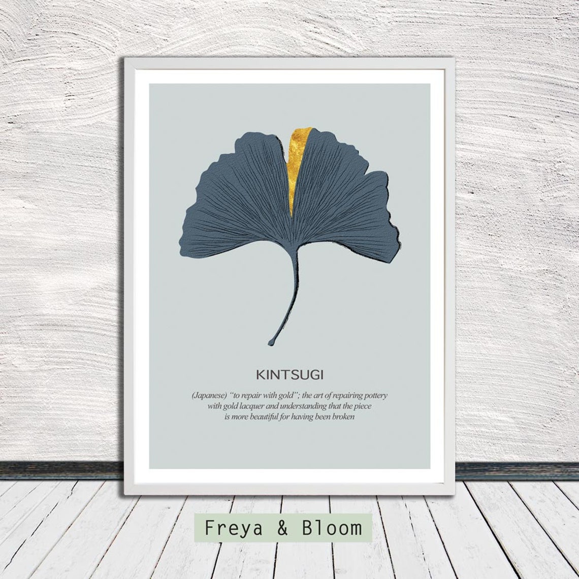 Ginkgo Leaf Kintsugi Poster, Kintsugi Print, Kinstukuroi Art, Japanese ...