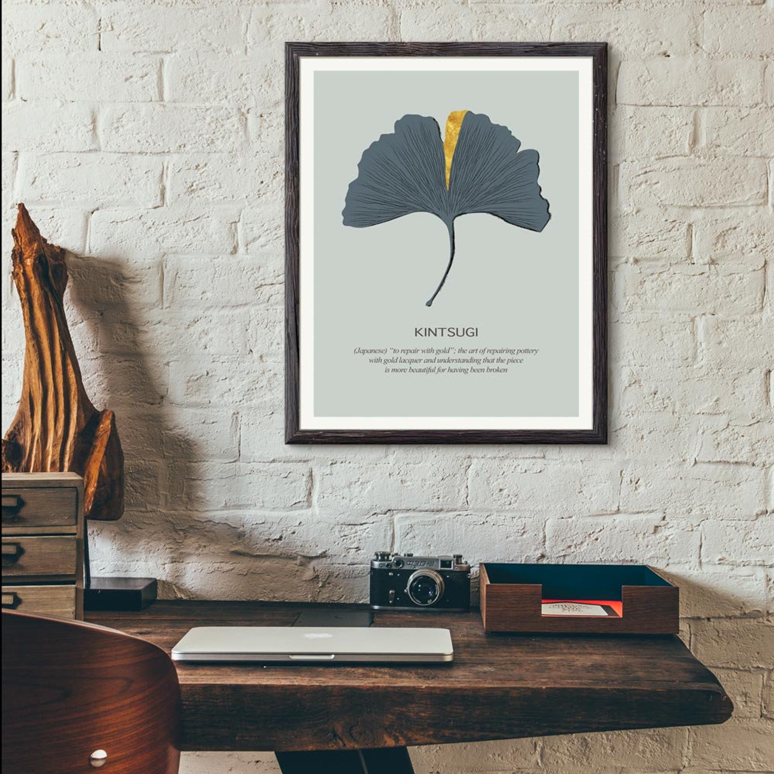 Ginkgo Leaf Kintsugi Poster Kintsugi Print Kinstukuroi Art - Etsy UK