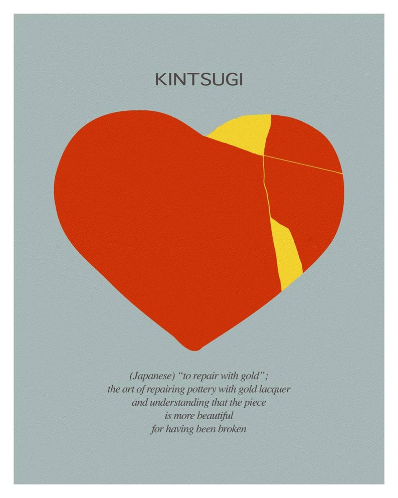 Kintsugi Heart Printable Poster, Kintsukuroi, Japanese Aesthetics ...