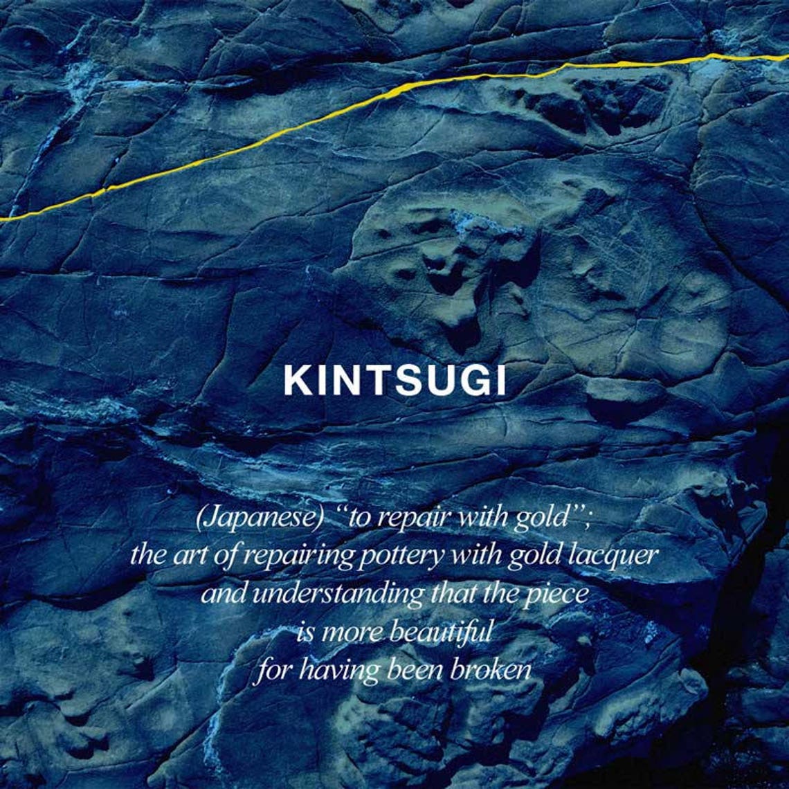 Kintsugi, Kintsukuroi, Blue Rock Poster (incl Explanation), Japanese ...