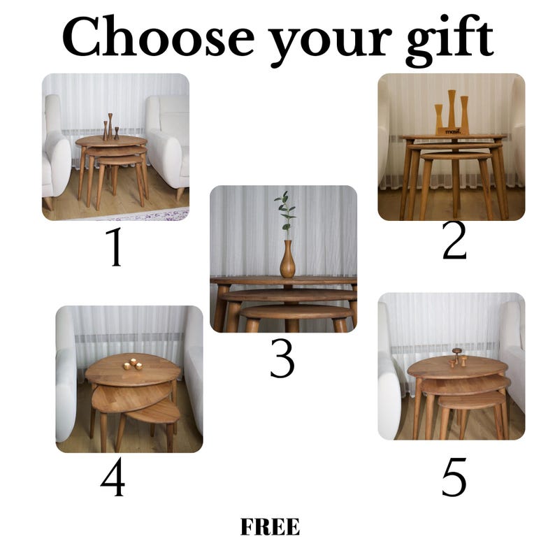 Mid Century Modern Nesting Tables Set - Solid Wood Side Table for Small ...