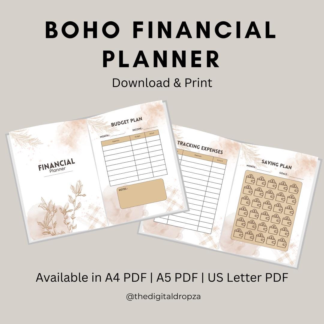 Boho Financial Planner – Printable Digital Download - Etsy