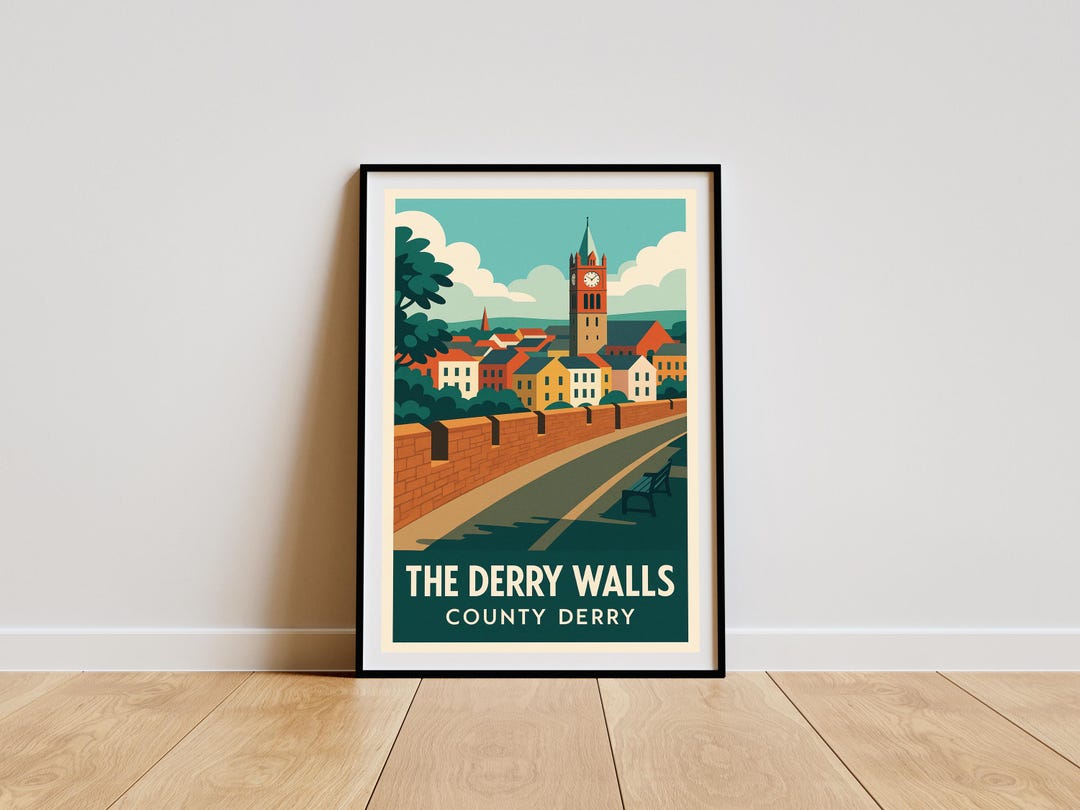 Derry Walls Print: Historic Northern Ireland Travel Poster - Etsy