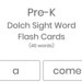 Printable Pre-k Dolch Sight Words Flash Cards, 40 Words - INSTANT ...