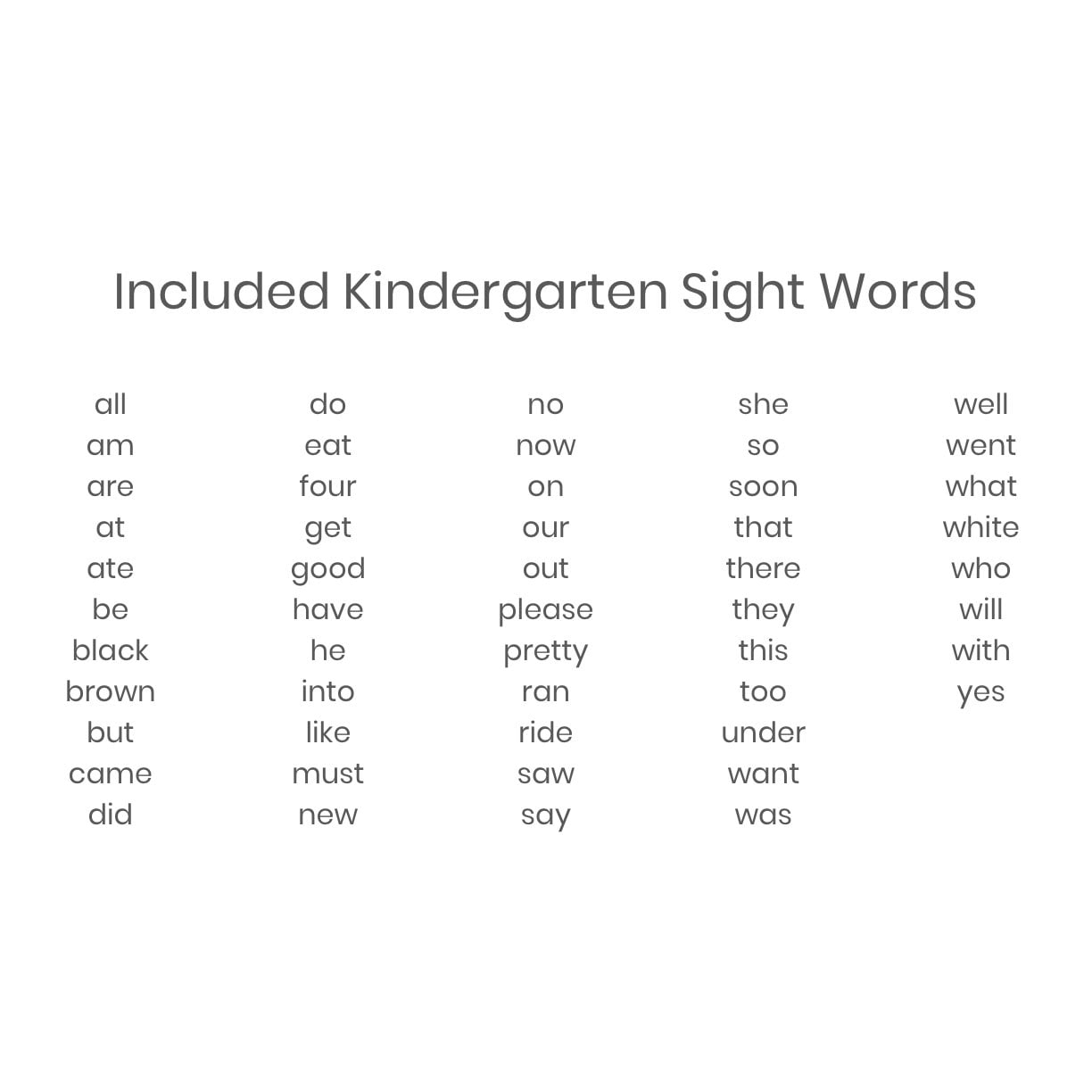 Printable Kindergarten Dolch Sight Words Flash Cards, 52 Words ...