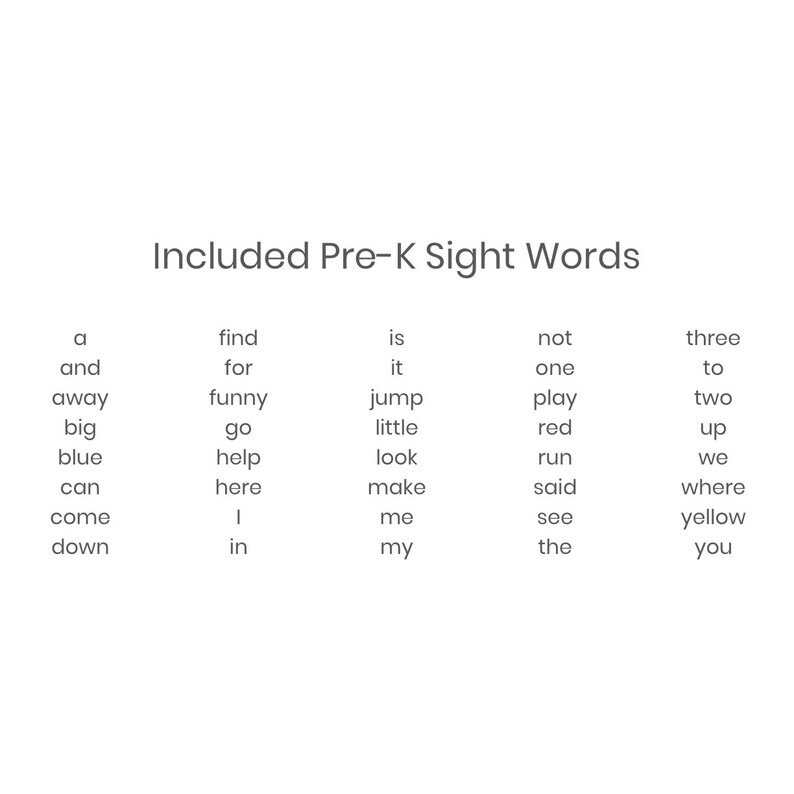 Printable Pre-k Dolch Sight Words Flash Cards, 40 Words - INSTANT ...