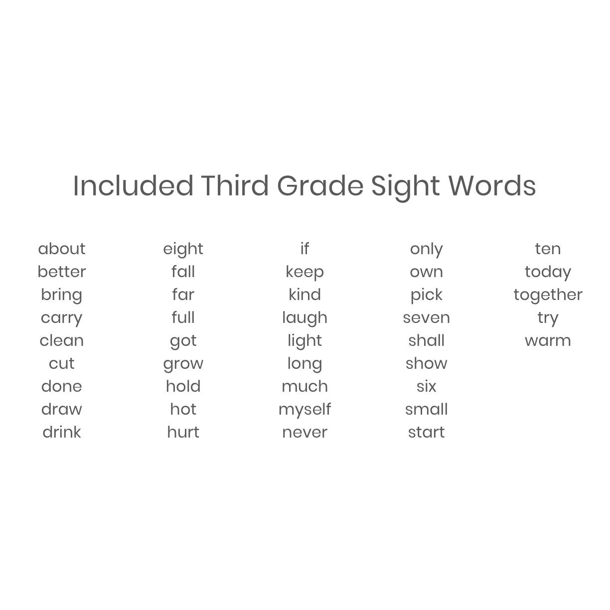Printable Third Grade Dolch Sight Words Flash Cards, 41 Words - INSTANT ...