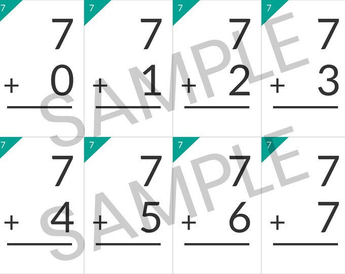 Printable Addition Flash Cards, Complete Set - INSTANT DOWNLOAD - Etsy